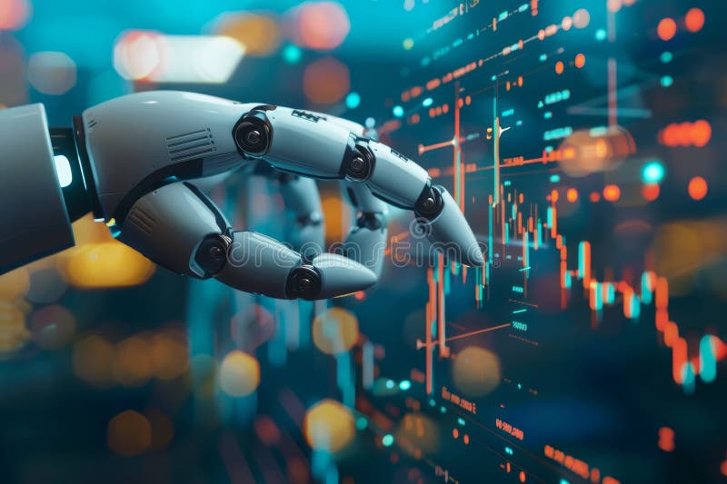 A Robot is Extending Its Arm To Touch a Digital Screen in a ...