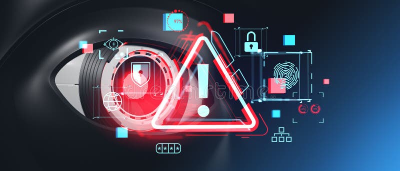 Robot Eye and Cyber Security Alert Interface Stock Image - Image of ...