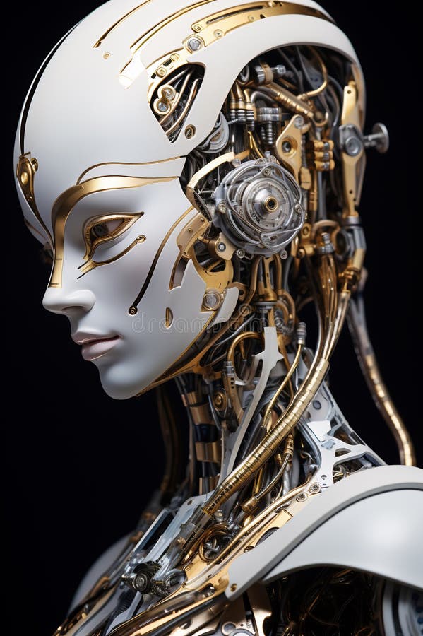 A Robot Face on Light Background. Artificial Intelligence Concept Stock ...