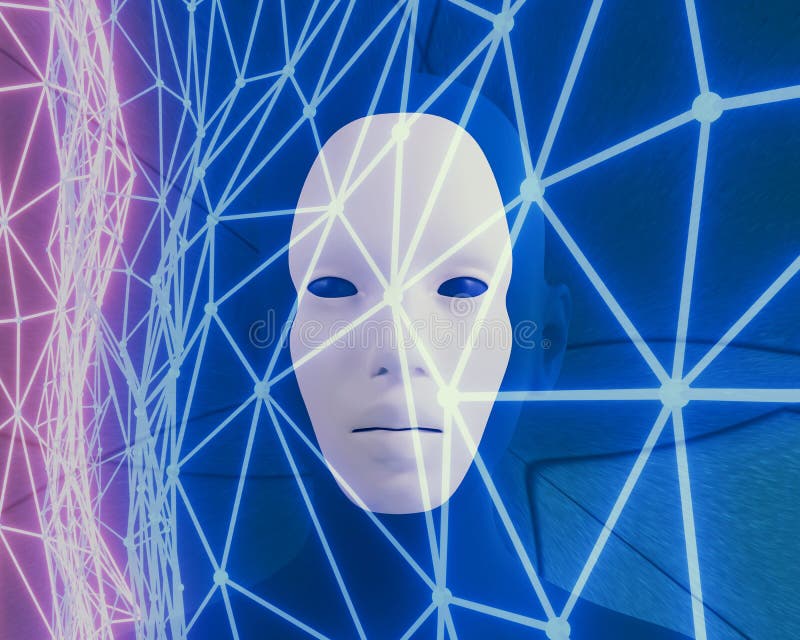 Robot Face, Futuristic Background, Hi-tech Concept. Artificial ...