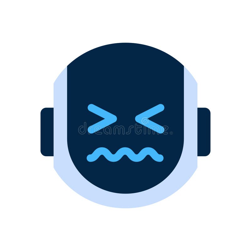 Robot Face Icon Sad Face Dissappointed Emotion Robotic Emoji Stock ...