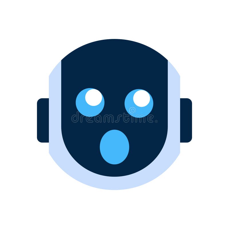 Robot Face Icon Shocked Face Emotion Robotic Emoji Stock Vector ...