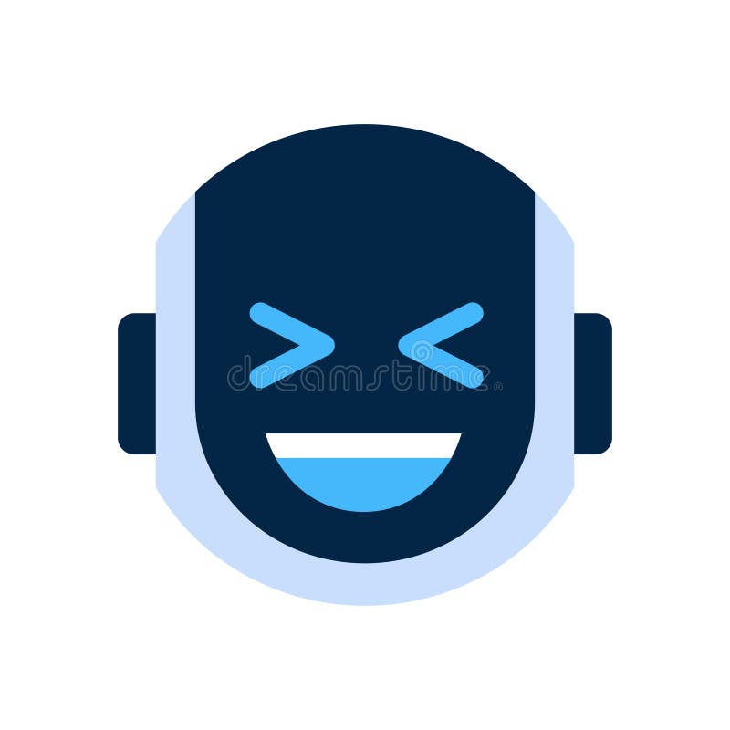 Robot Face Icon Smiling Face Laugh Emotion Robotic Emoji Stock Vector ...