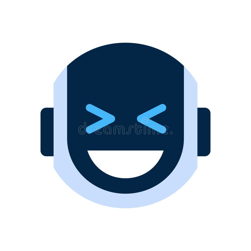 Robot Face Icon Smiling Face Laugh Emotion Robotic Emoji Stock Vector ...