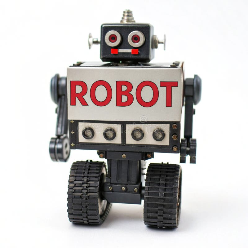 Robot with a Face that Says "robot" Isolated on Transparent Background ...