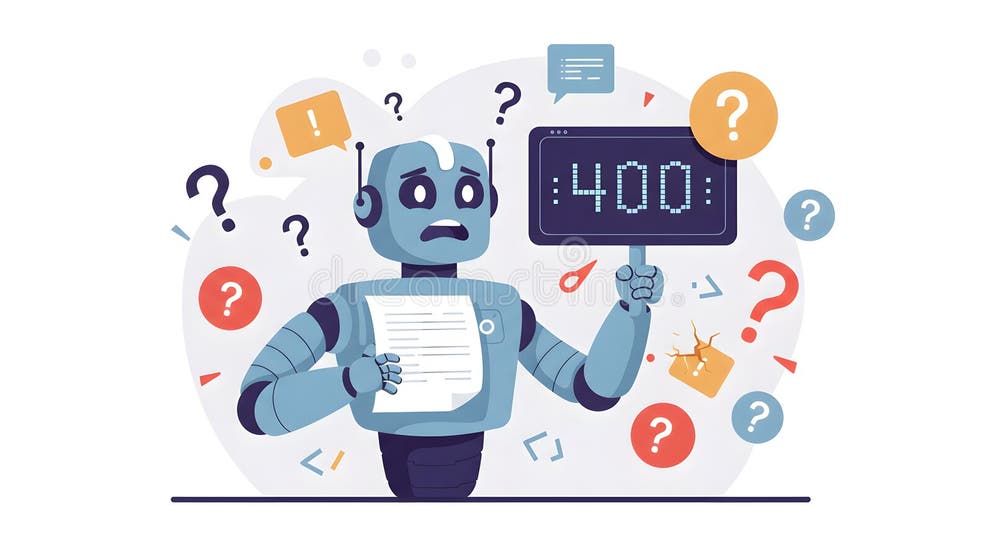 Robot Facing Error Showing Code with Question Marks Around Stock ...