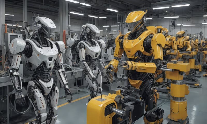 Robot in factory stock illustration. Illustration of modern - 330483675