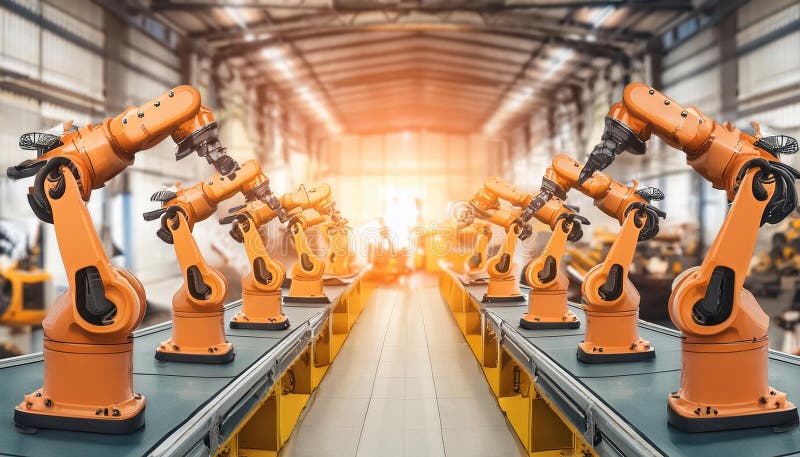 Robot Factory - an Assembly Line in a High-tech Robot Factory with ...