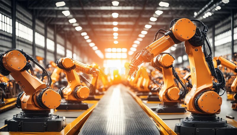 Robot Factory - an Assembly Line in a High-tech Robot Factory with Robots Being Built Stock ...