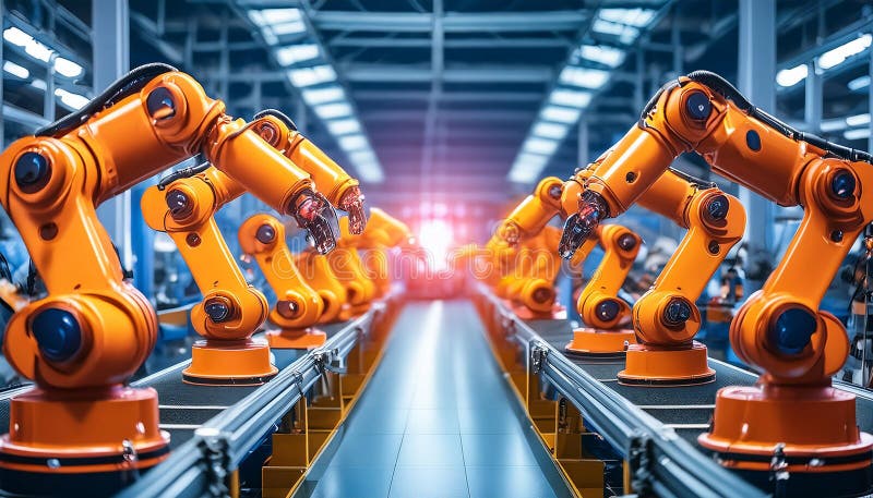 Robot Factory - an Assembly Line in a High-tech Robot Factory with ...