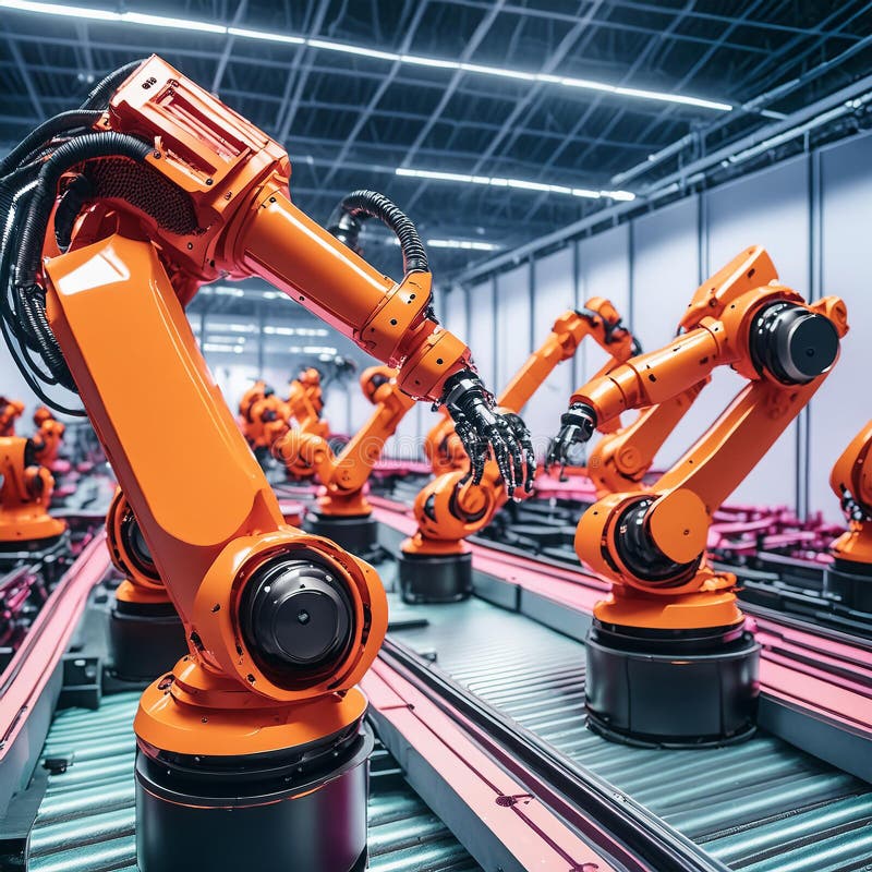 Robot Factory - an Assembly Line in a High-tech Robot Factory with ...