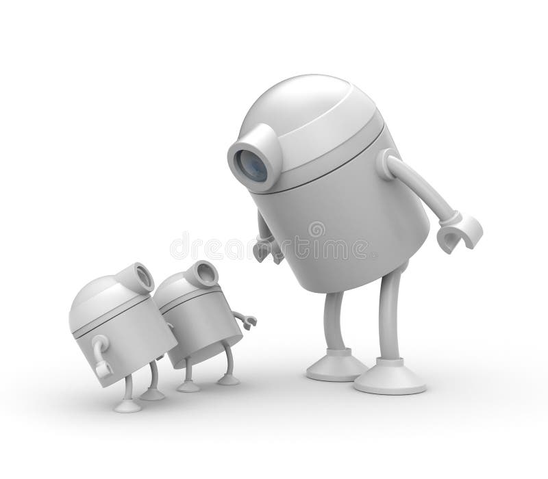 Robot Family. Father and Sons Stock Illustration - Illustration of ...