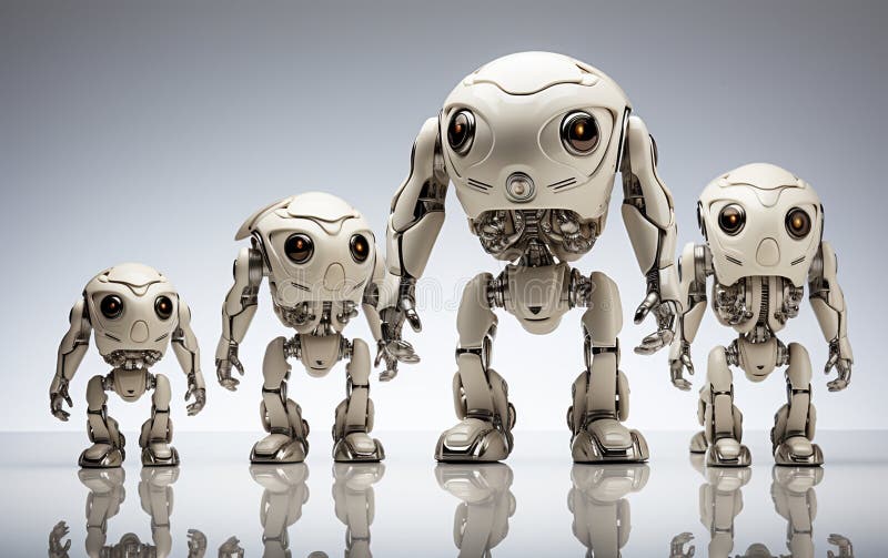 Robot Family on a Stroll Generative AI Stock Illustration ...