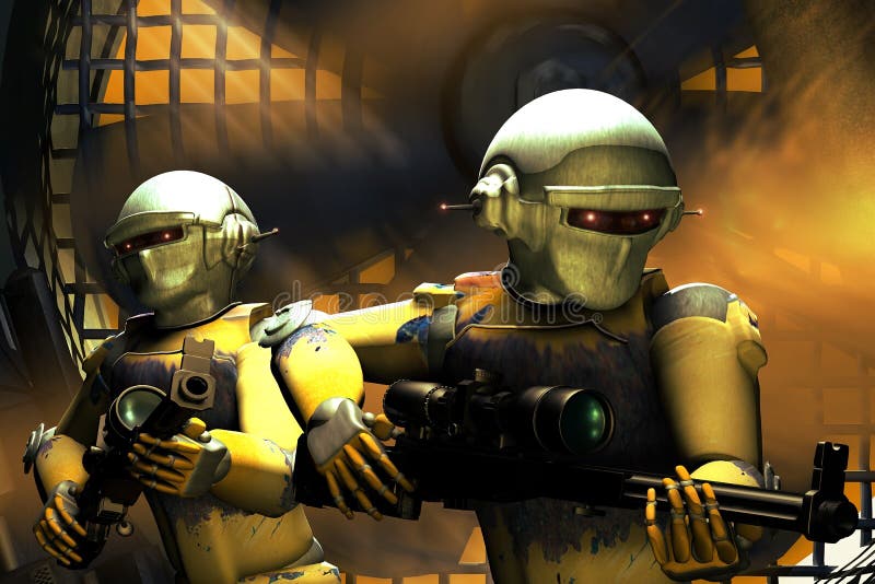 Robot fight stock illustration. Illustration of cables - 70673386