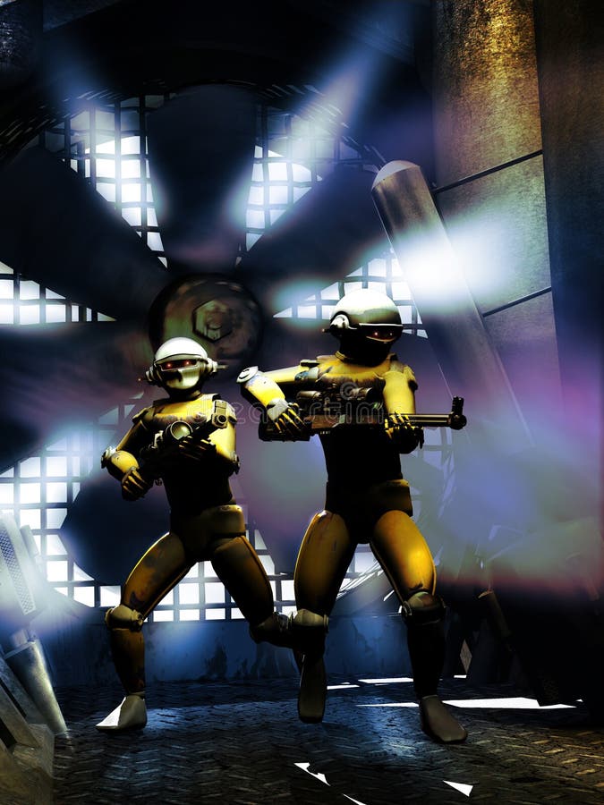 Robot fight stock illustration. Illustration of deep - 70981567