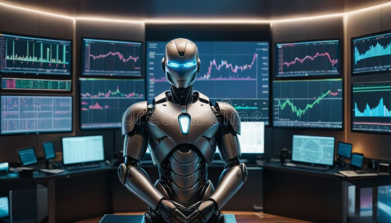 Robot in Financial Analysis Command Center Stock Photo - Image of ...