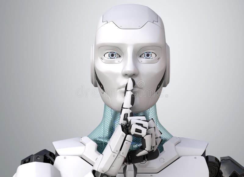 Robot with Finger on Lips Asking for Silence Stock Illustration ...