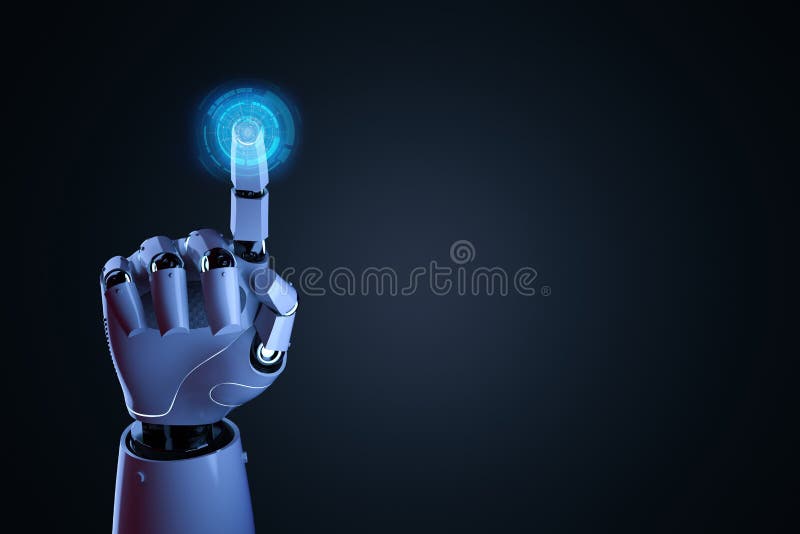 Robot Finger Point with Graphic Display Stock Illustration ...