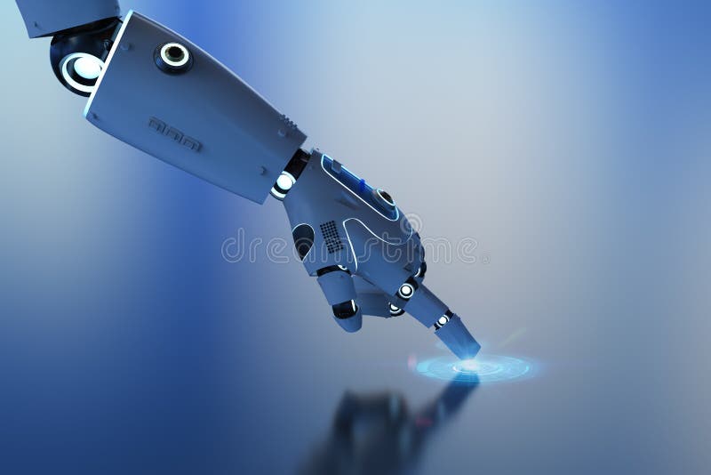Robot Finger Point with Graphic Display Stock Illustration ...