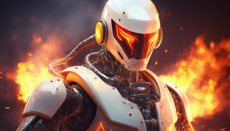 Robot firefighter stock illustration. Illustration of comics - 363643055