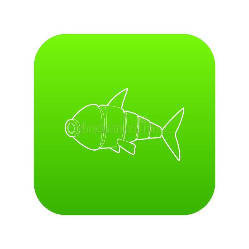 Robot Fish Icon Green Vector Stock Vector - Illustration of monster ...