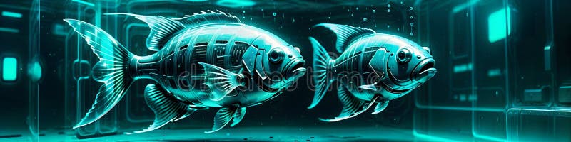 Robot Fish in the Underwater Control Room Stock Illustration ...