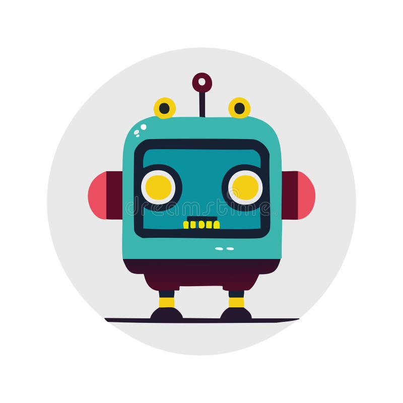 Robot Flat Icon. Vector Illustration Stock Vector - Illustration of ...