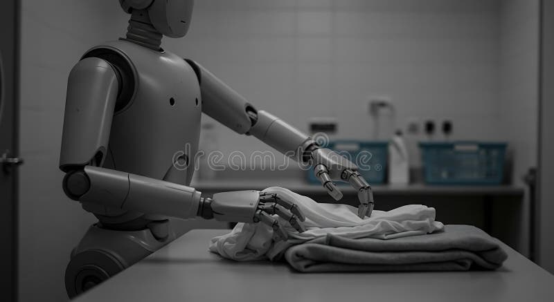 Robot Folding Clothes Automated Laundry Service Task in Modern Setting ...