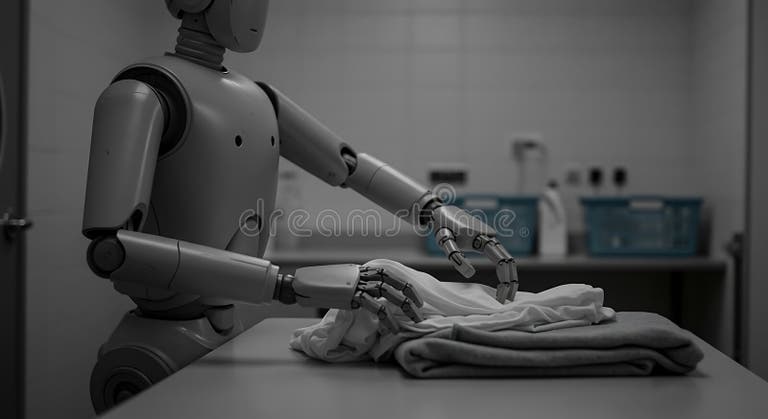 Robot Folding Clothes Automated Laundry Service Task in Modern Setting ...