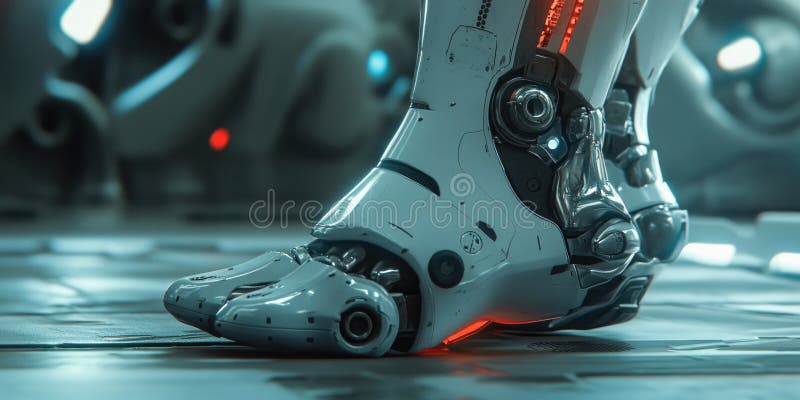 Robot Foot on Tiled Floor stock photo. Image of robot - 377440872