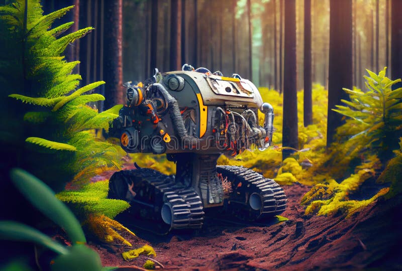 Robot Forester Living in the Forest and Planting the Trees Environment ...