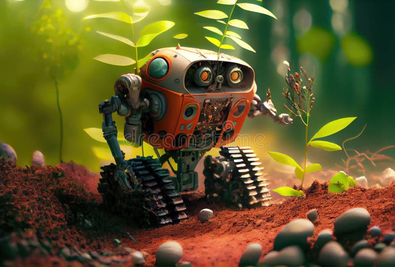 Robot Forester Living in the Forest and Planting the Trees Environment ...