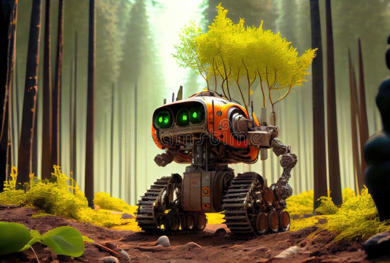 Robot Forester Living in the Forest and Planting the Trees Environment ...