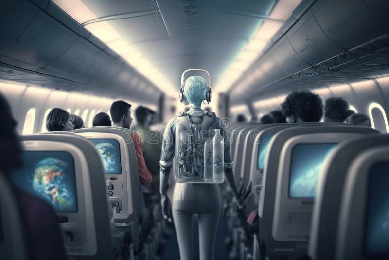 A Robot in the Form of a Flight Attendant Working on Plain Created with ...