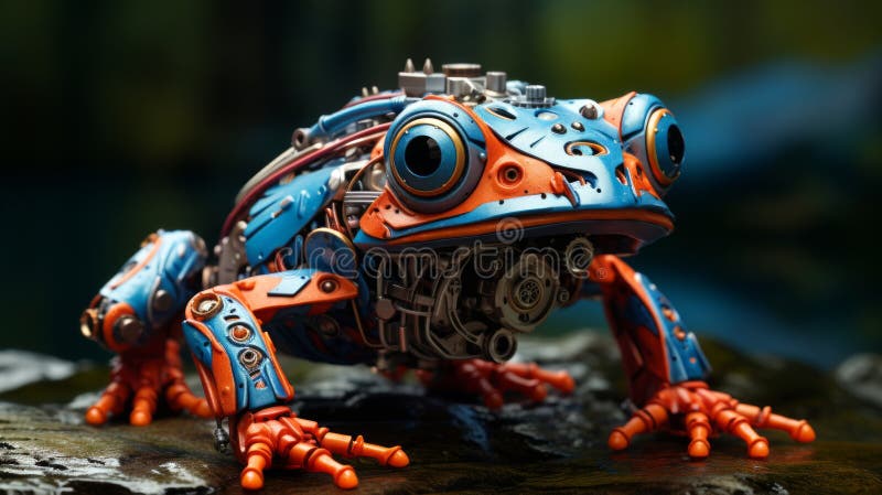 A Robot Frog with Mechanical Parts Stock Illustration - Illustration of ...