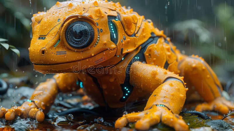 A Robot Frog is Standing in the Rain Stock Photo - Image of poisonous ...