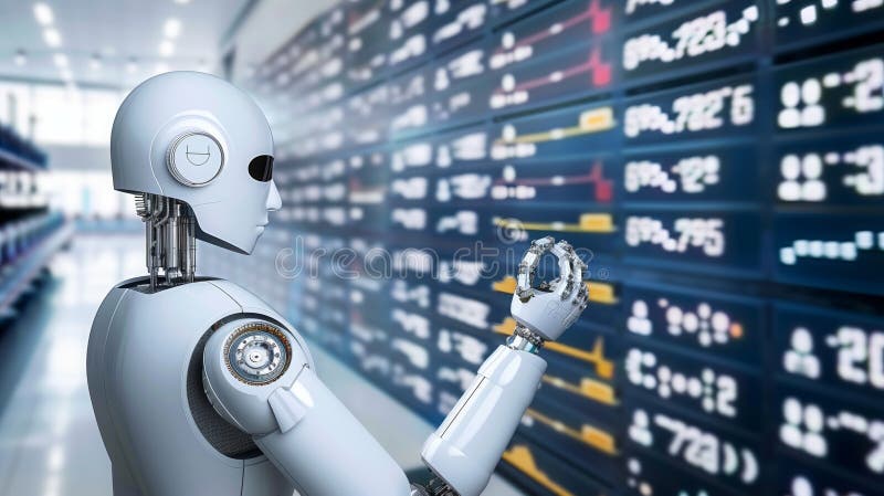 Robot in Front of a Wall Covered in Numbers, Automotive Engineering ...