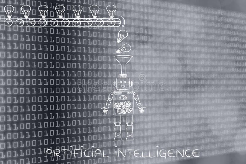 Robot with Funnel Collecting Ideas & Knowledge, Artificial Intel Stock ...