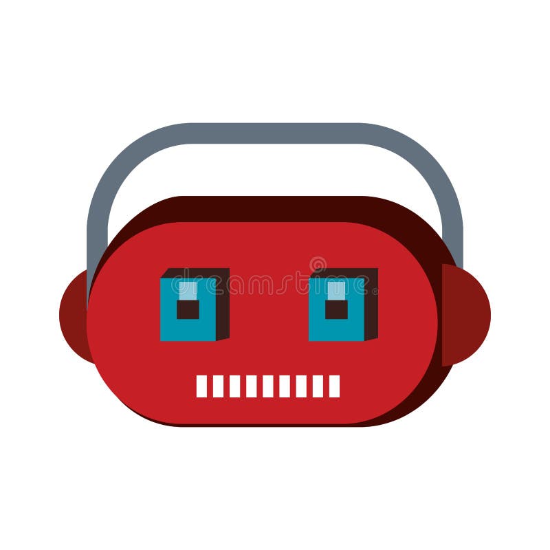 Robot Funny Character Cartoon Head Isolated Stock Vector - Illustration ...