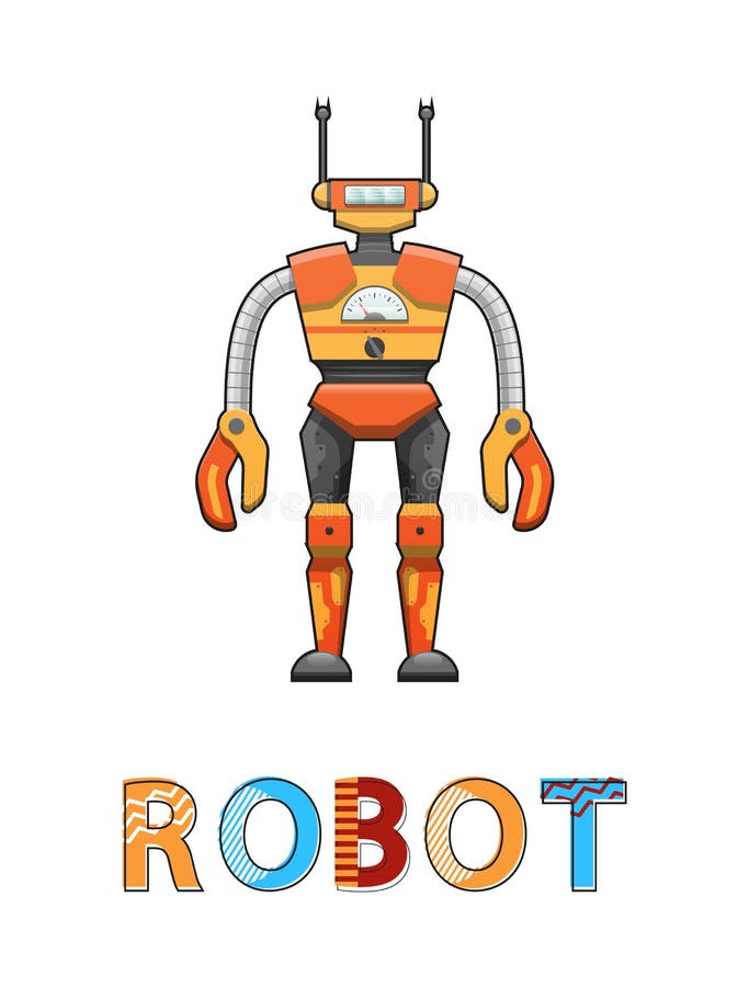 Robot with Funny Face Poster Vector Illustration Stock Vector ...