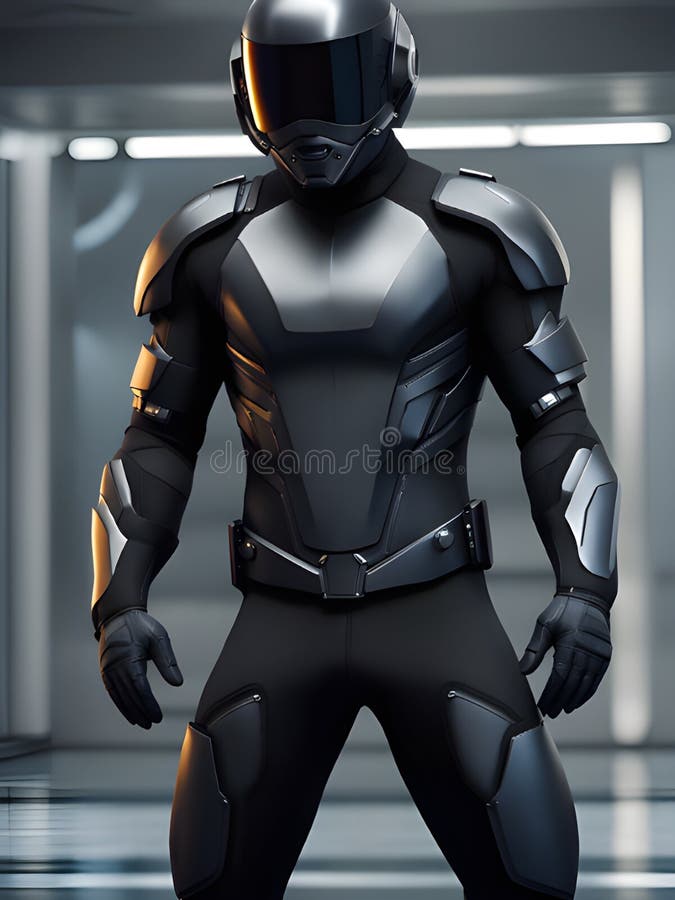 Robot Futurista Con Casco Oscuro Y Traje Futurista En El Espacio ... Robot Futurista Con Casco Oscuro Y Traje Futurista En El Espacio ...