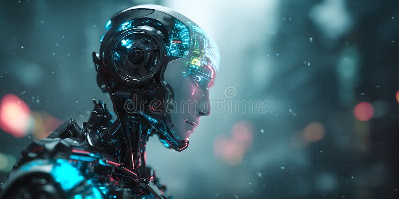 Robot Futuriste AI Cyberpunk Android Intelligence Artificielle Machine Learning Illustration ...