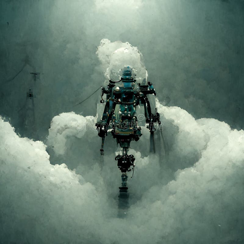 Robot Futuristic Abstract Scene in Ai World Stock Illustration ...