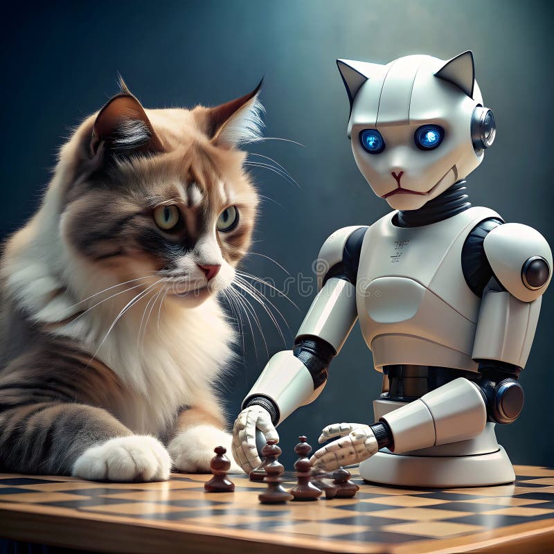 Robot Gambit: Outwitting a Grumpy Cat" Stock Illustration ...