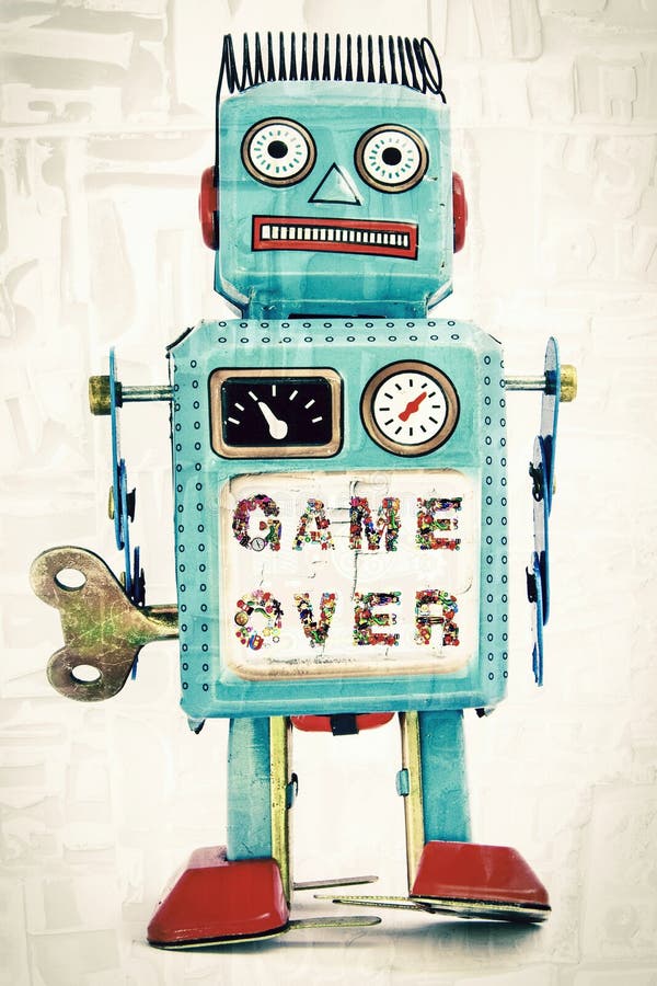 Robot game over stock image. Image of school, failure - 73677225