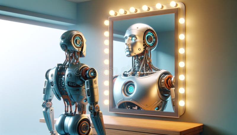 Robot Gazing at Its Reflection: AI Self-Perception Stock Photo - Image ... Robot Gazing at Its Reflection: AI Self-Perception Stock Photo - Image ...