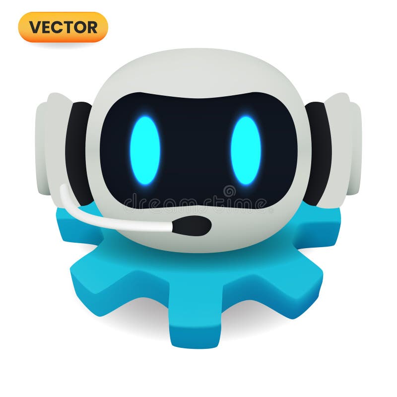 3d Robot Head Gear Process Automation Icon. Robo Head Gear Icon. 3d ...