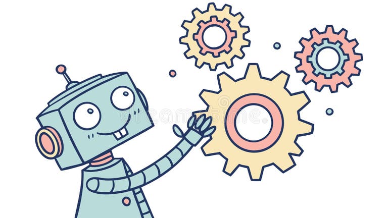 Robot with Gears, Artificial Intelligence Mechanical Innovation, Vector ...
