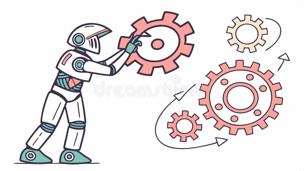 Robot with Gears, Automation Technology and Futuristic Machine Vector Design Generative AI Stock ...