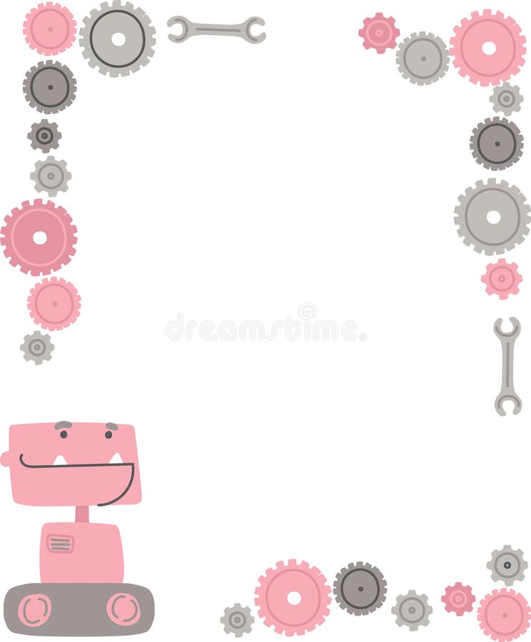 Robot and Gears Frame stock vector. Illustration of playful - 373960868